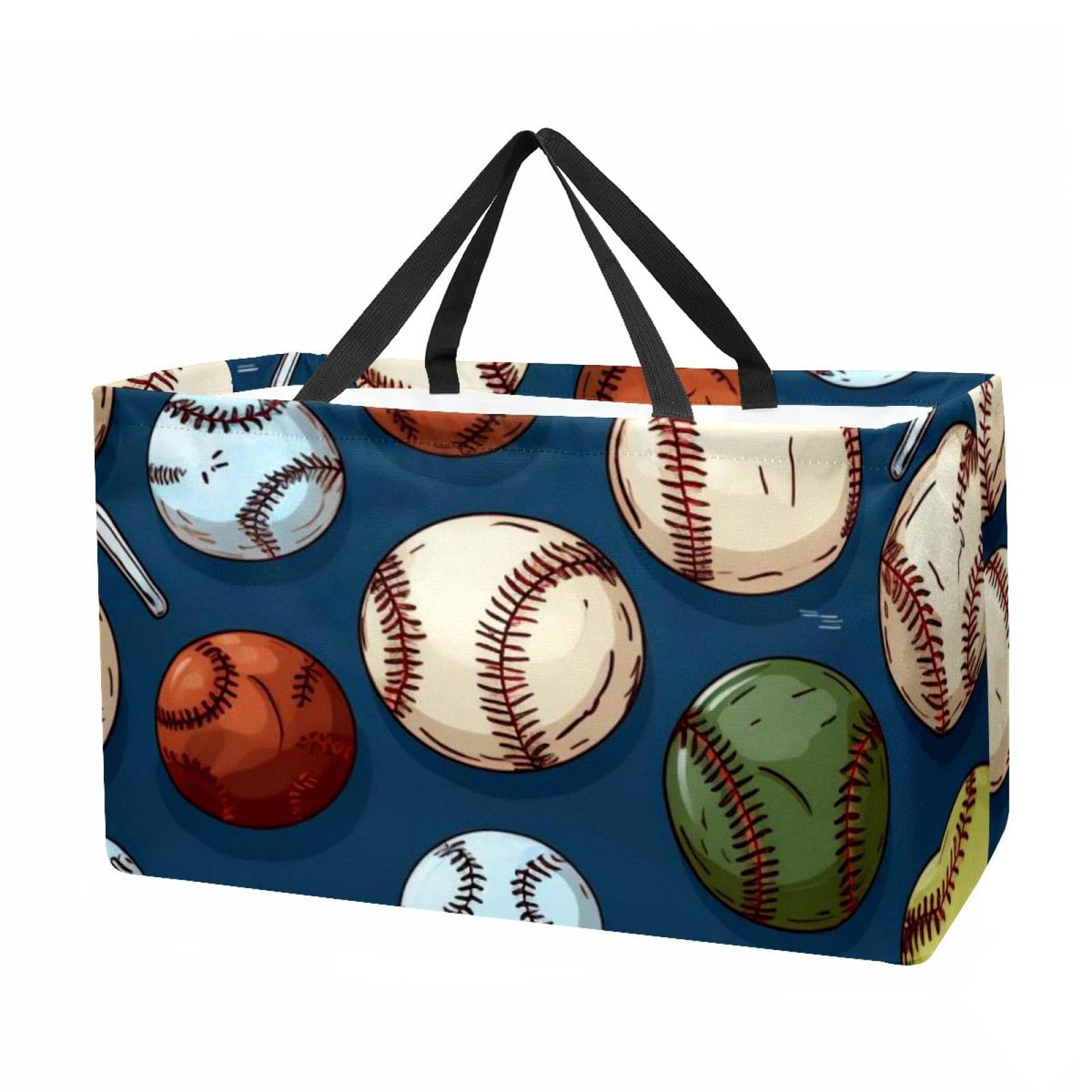 Baseball Large Capacity Reusable Foldable Laundry Bag & Picnic Basket ...