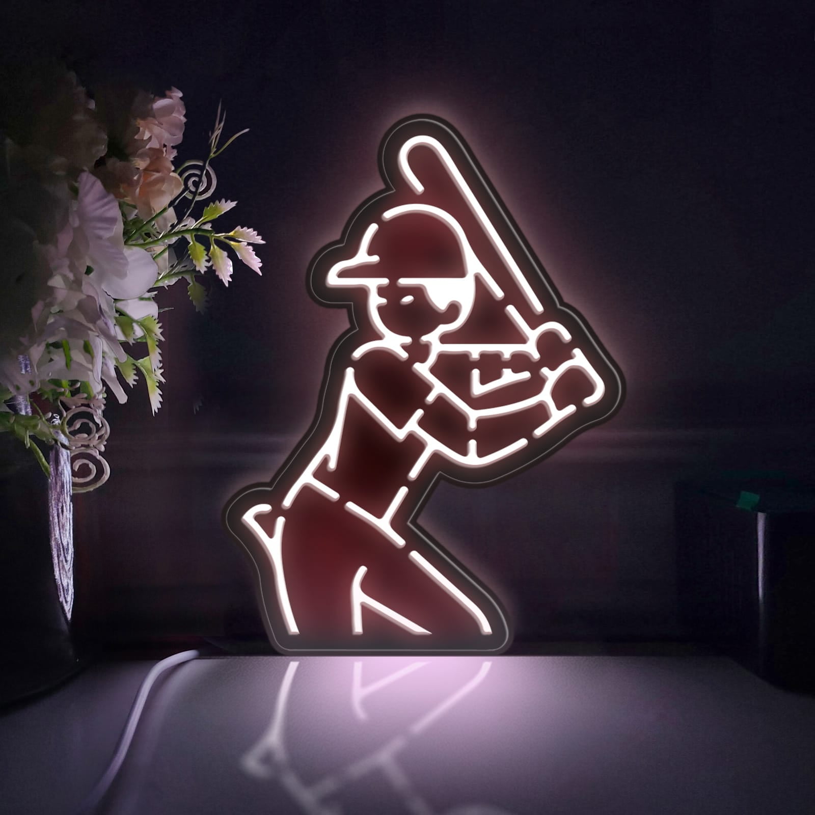 Baseball Led Light Box, Dimmable Neon-Like Light Signs USB Power for ...