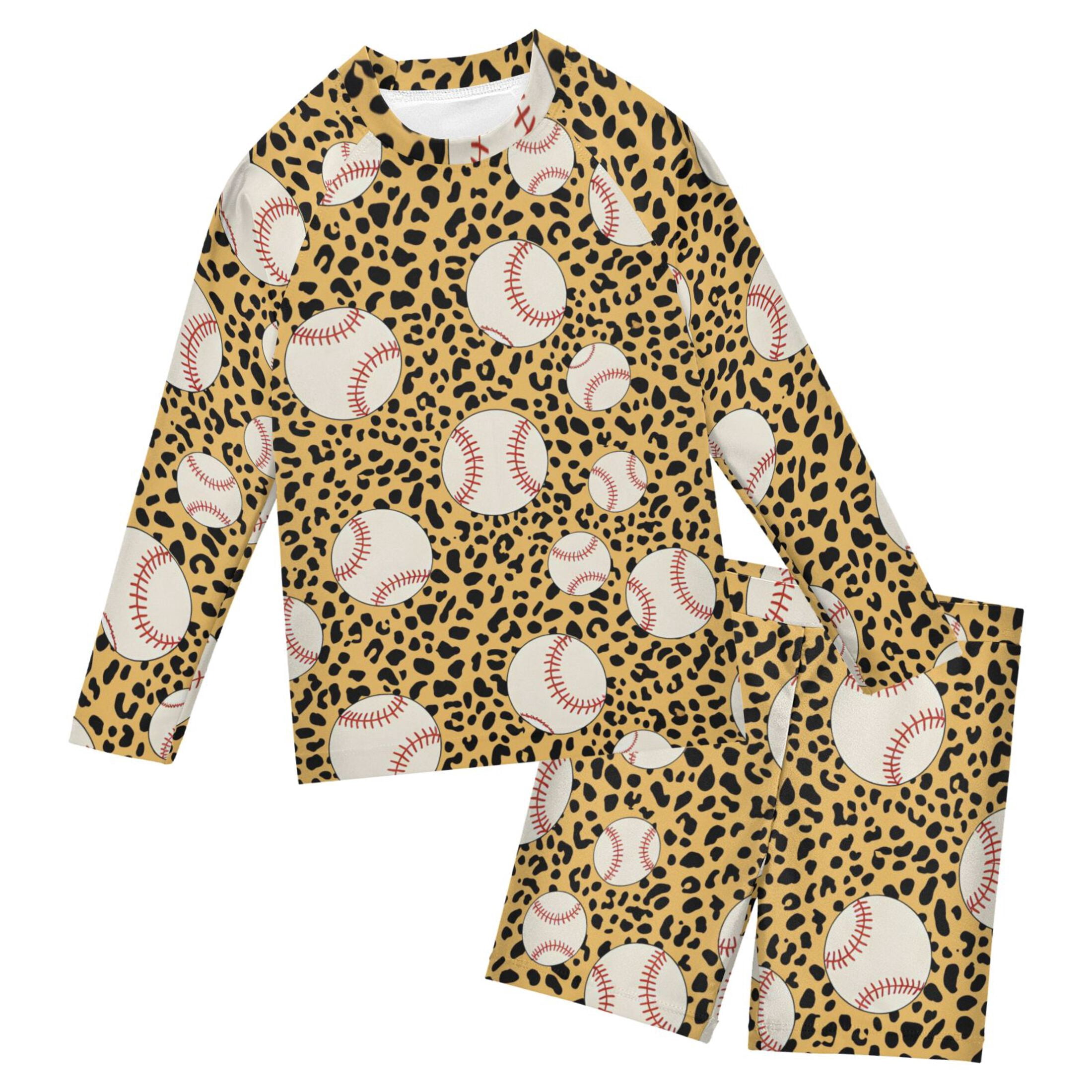 Baseball Leopard Print Pattern Boys' Bathing Suit UPF 50+ Boys' Rash ...