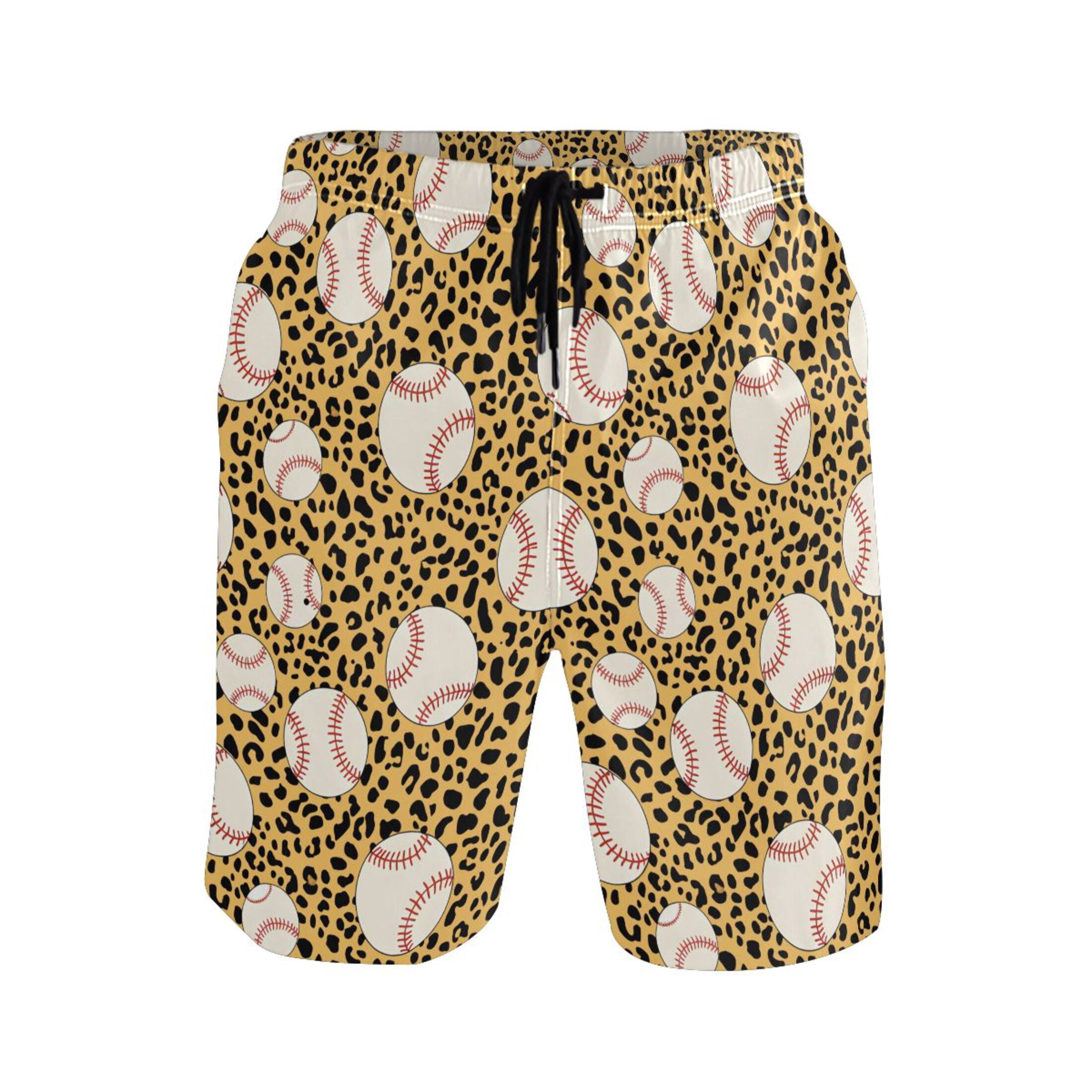 Baseball Leopard Print Pattern Mens Swim Trunks Quick Dry Board Shorts ...
