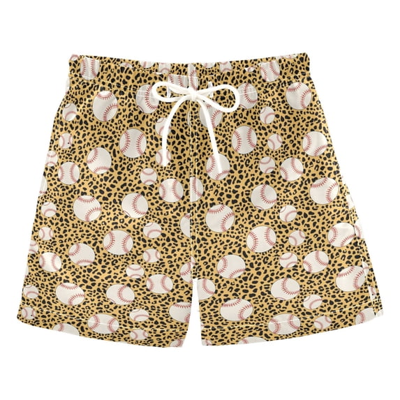 Baseball Leopard Print Pattern Swim Trunks Quick Dry Beach Pool Board ...