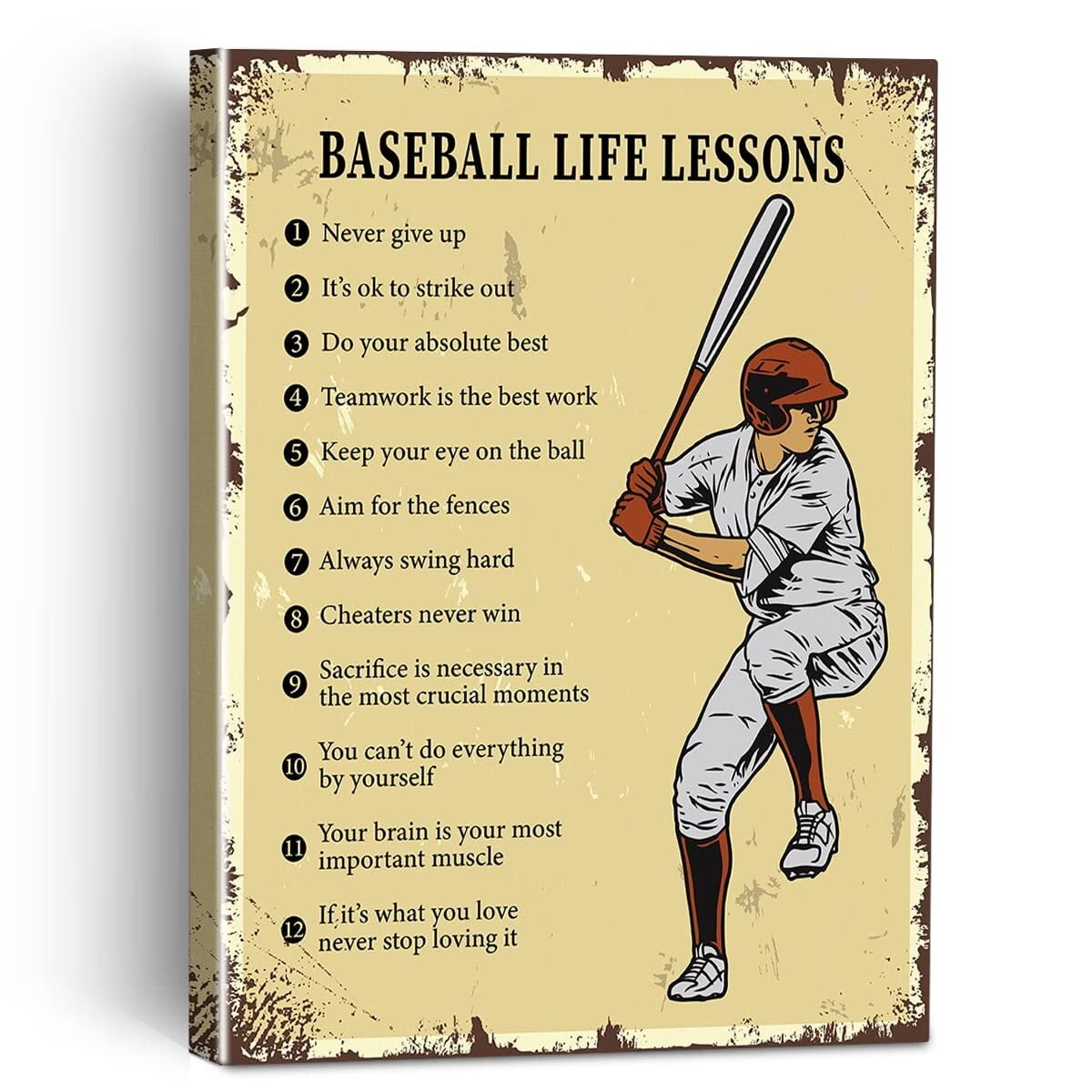 Baseball Life Lessons Canvas Painting Framed Wall Art Decor for Living ...