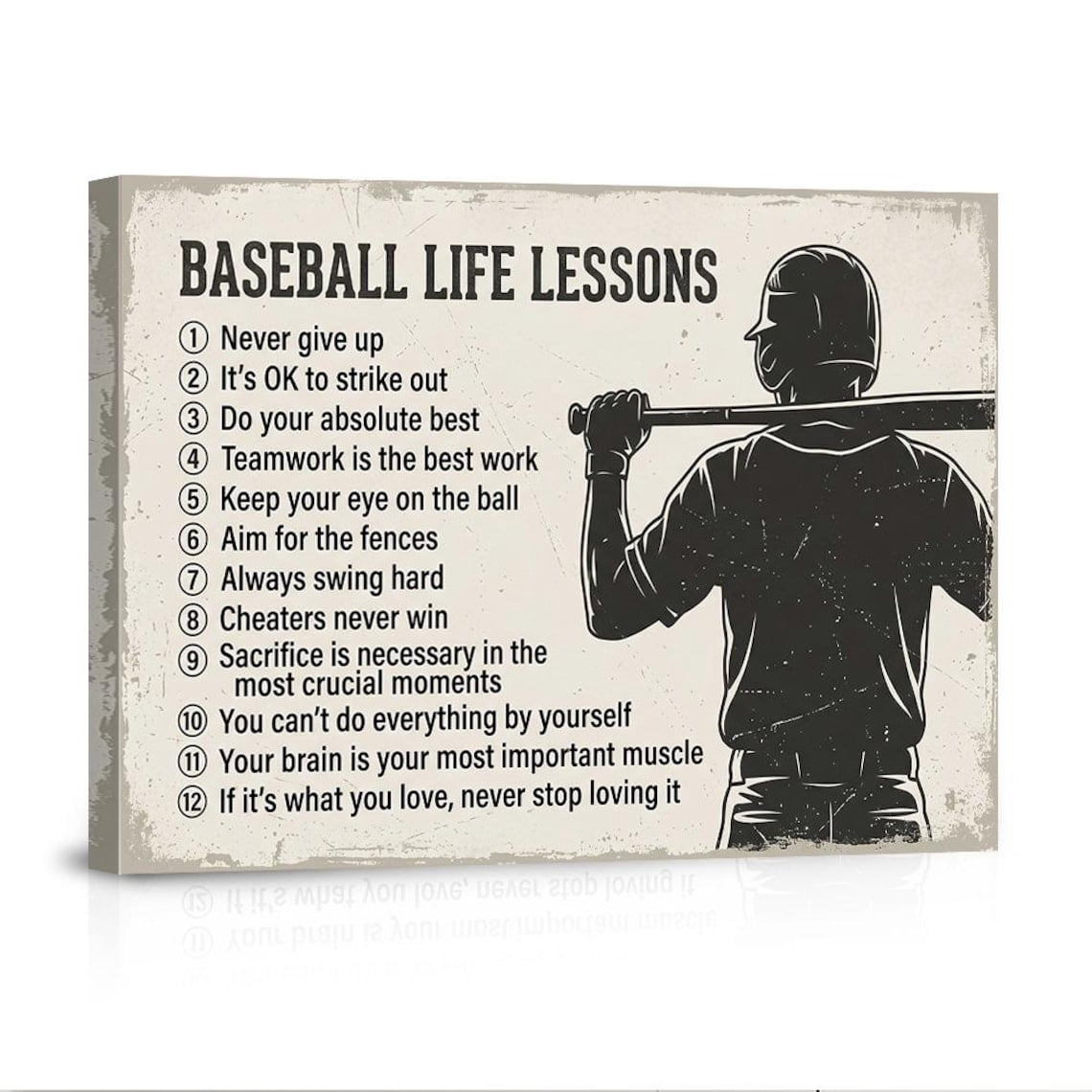 Baseball Life Lessons Inspirational Vintage Style With Motivational ...