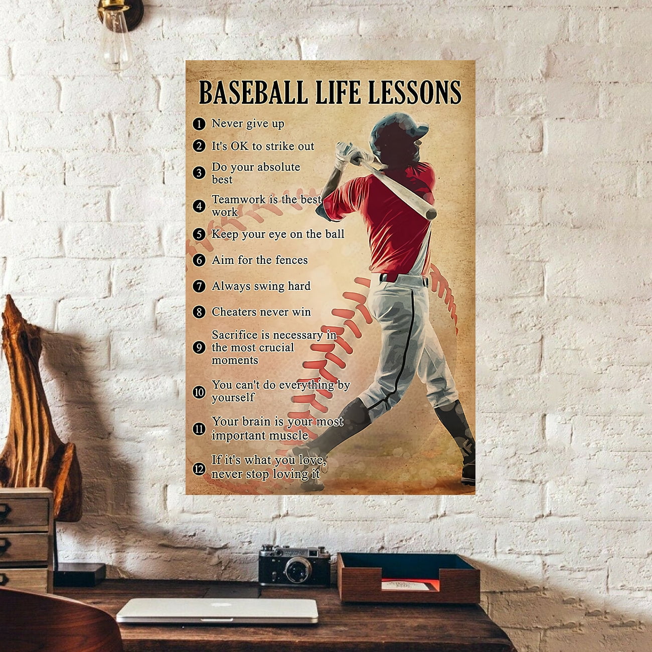 Baseball Life Lessons Poster Baseball Poster Gift for baseball Lover 16 ...