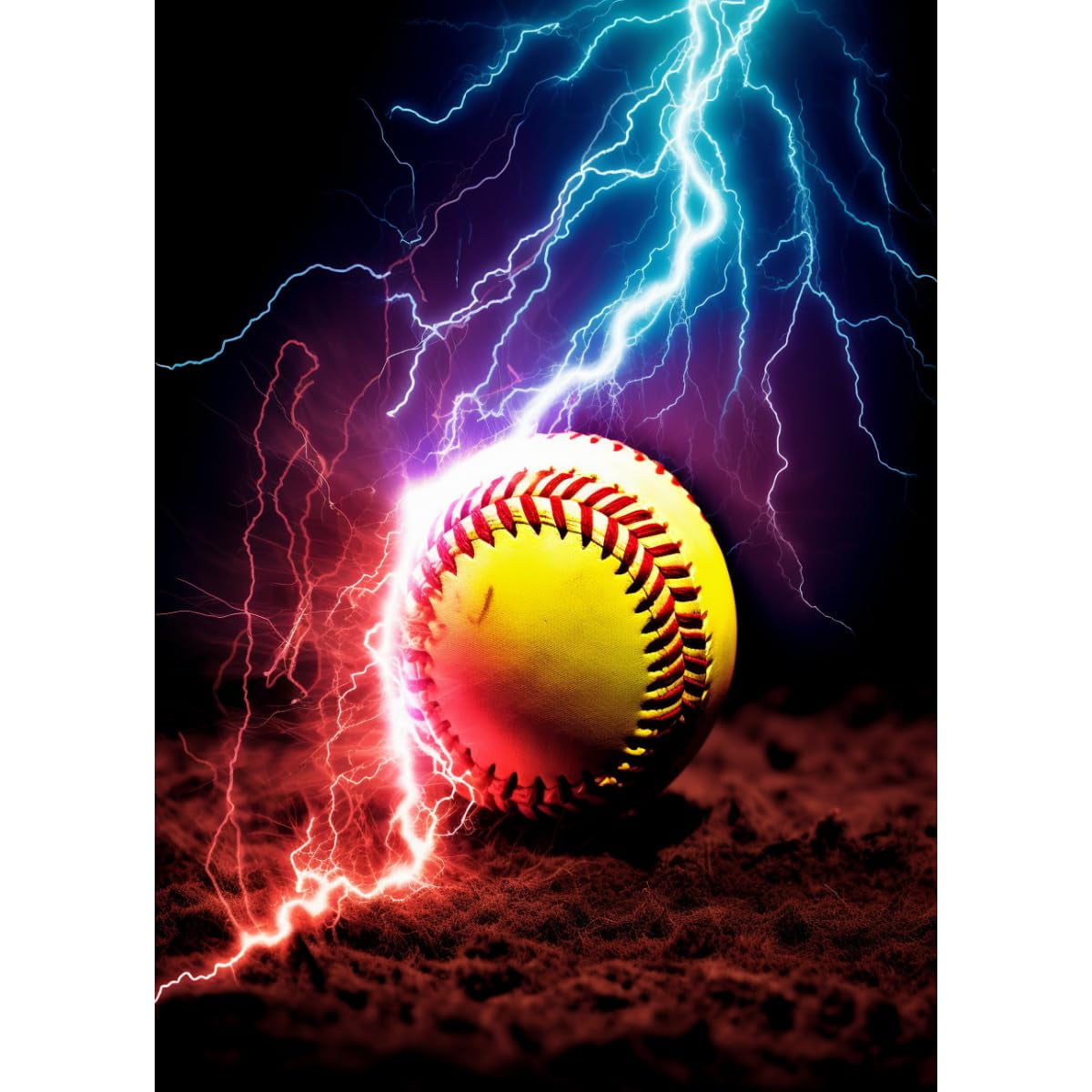 Baseball and Lightning 5D Diamond Art DIY Paint with Full Drill Round ...