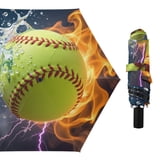 Baseball Lightning Flame Water All Weather Umbrella Triple Folding ...