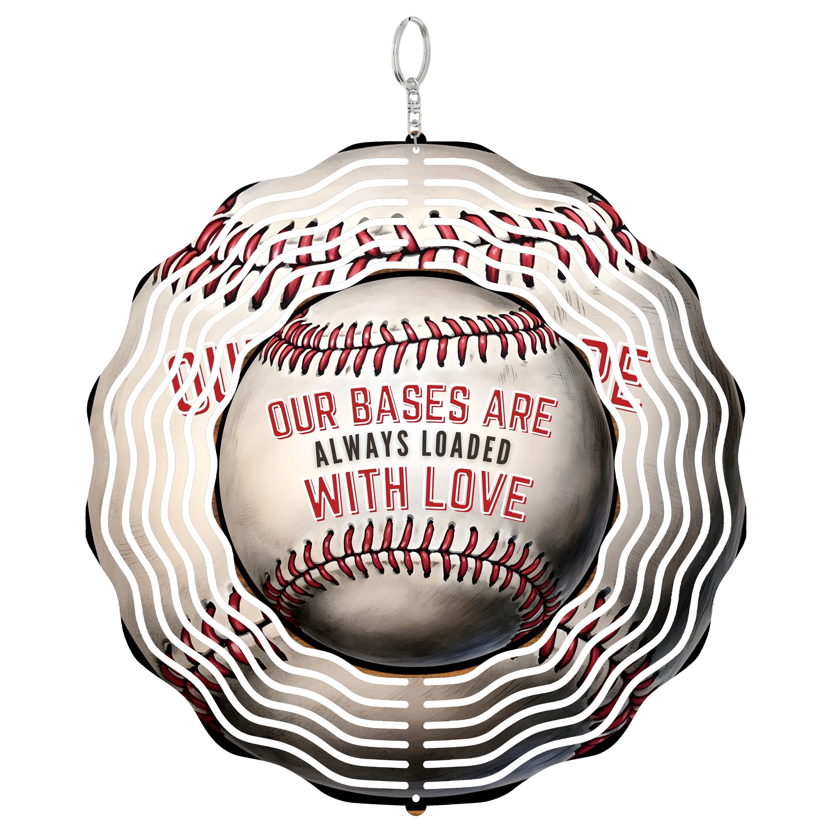 Baseball Loaded With Love 3D Wind Spinner Hanging, UV Printed Tinplate ...