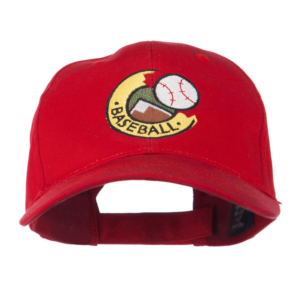 Baseball Logo Embroidery Cap - Red OSFM - Walmart.com