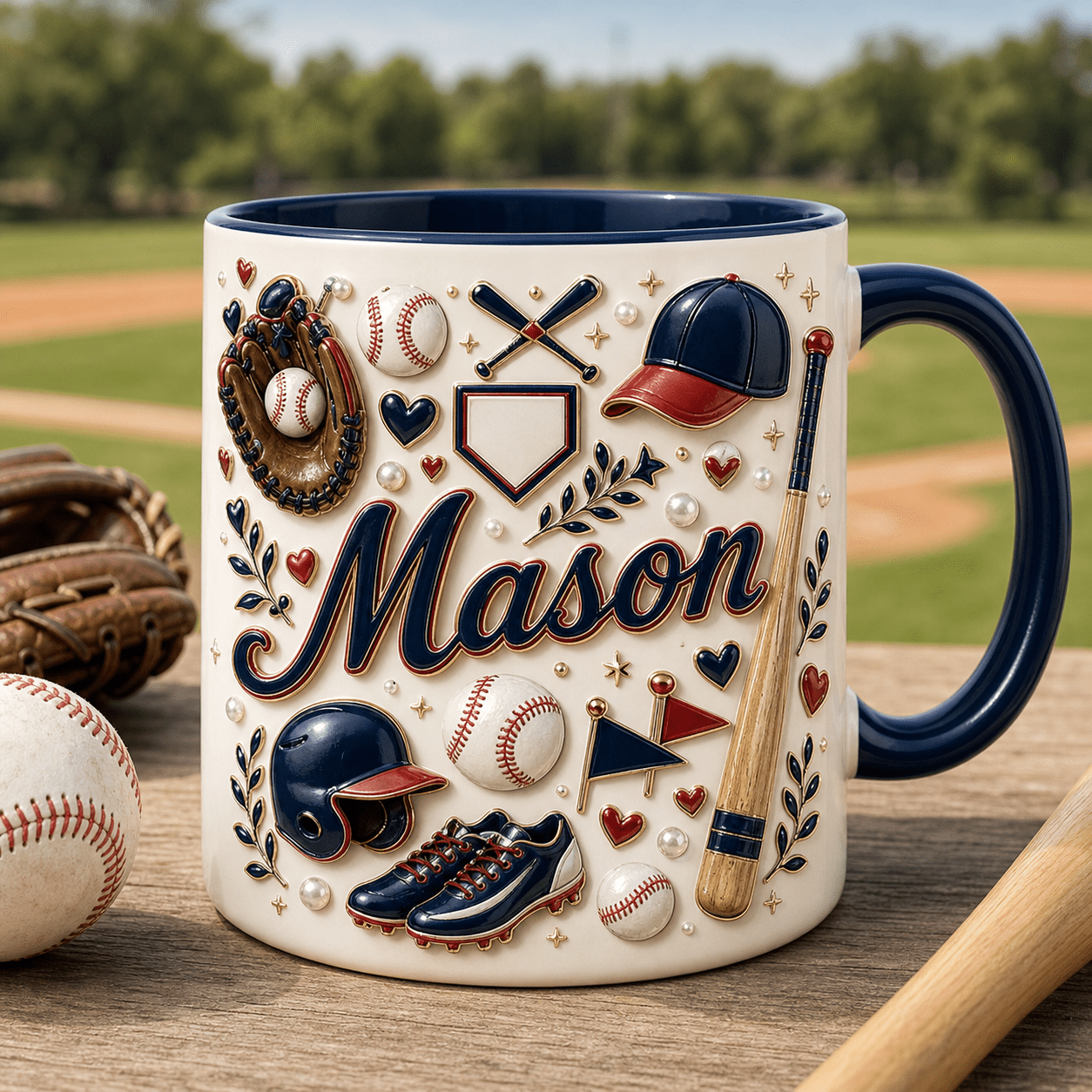 Baseball Lover Mug Personalized Name 3D Style Gift for Players Fans ...