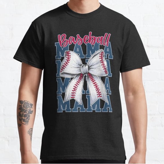 Baseball Mama Coquette Bow Game Day Baseball Mom Mother Classic T-shirt ...