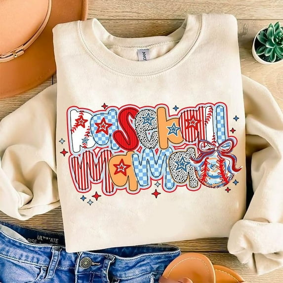 Baseball Mama Coquette Sweater, Brushstroke Baseball Bow Pullover, Tis ...