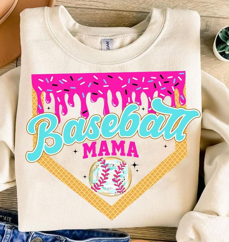 Baseball Mama Drip Shirt, Baseball Ice Cream Drip Shirt, Mama Baseball ...