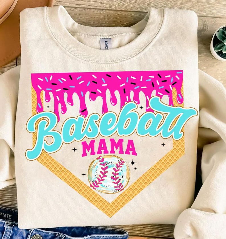 Baseball Mama Drip Sweatshirt, Ice Cream Drip Baseball Shirt, Game Day ...