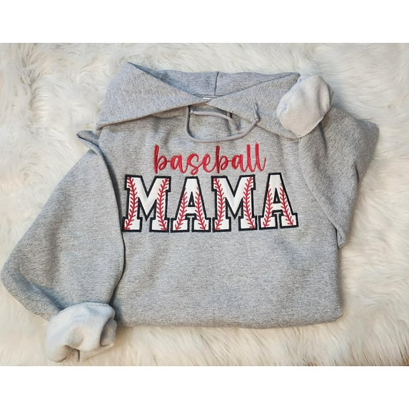 Baseball Mama Hooded Embroidered Sweatershirt, Sports Mom Embroidered ...