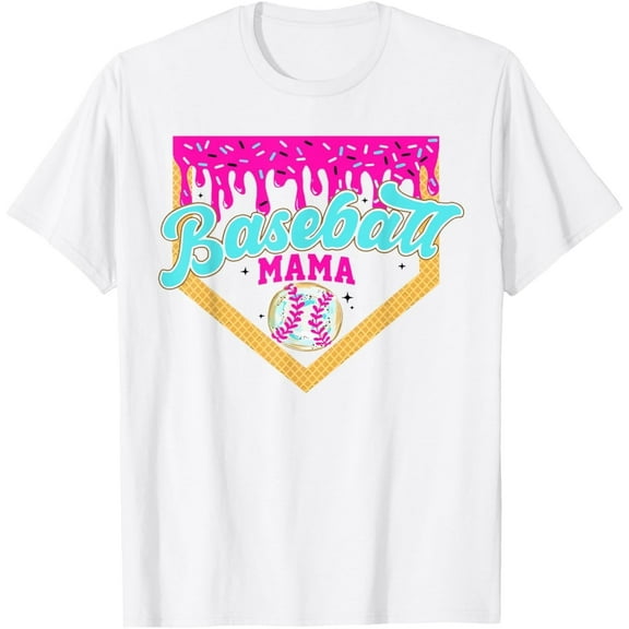 Baseball Mama Ice Cream Drip Funny Baseball Mother's Day T-Shirt ...