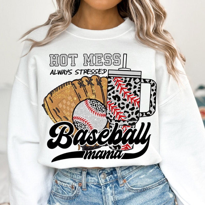 Baseball Mama Sweatshirt, Boujee Glitter Sports Shirt for Moms, Trendy ...