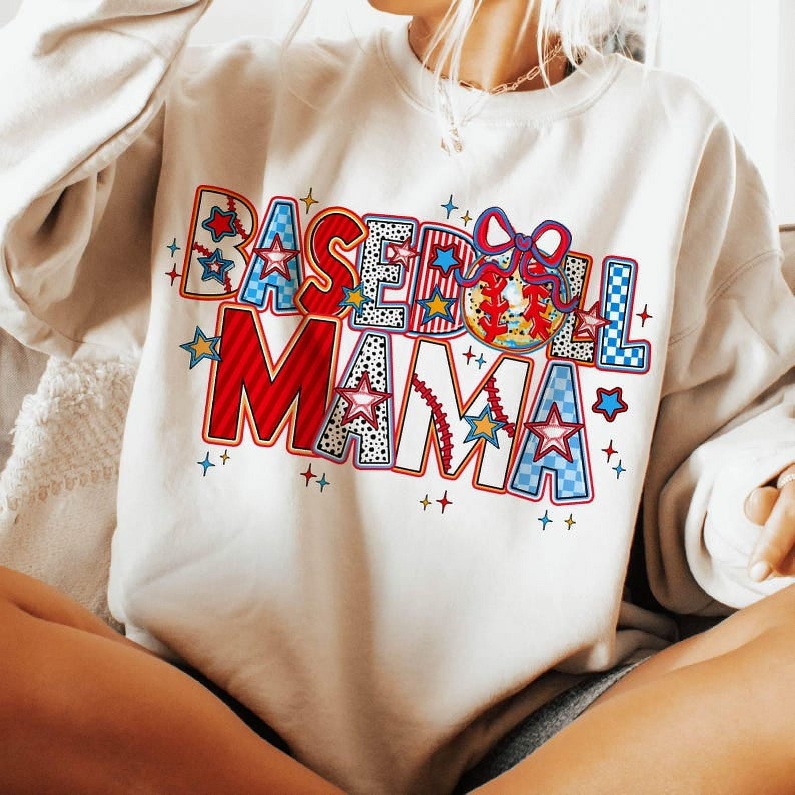 Baseball Mama Sweatshirt, Brushstroke Coquette Bow Crewneck, Retro Game ...