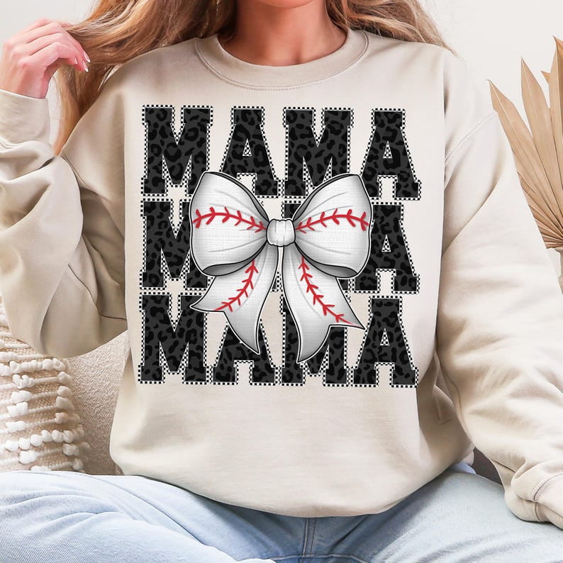 Baseball Mama Sweatshirt, Checkered Coquette Bow Game Day Sweatshirt ...