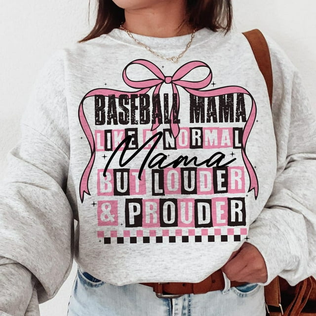 Baseball Mama Sweatshirt, Coquette Bow Pullover, Cheer Baseball Mom ...