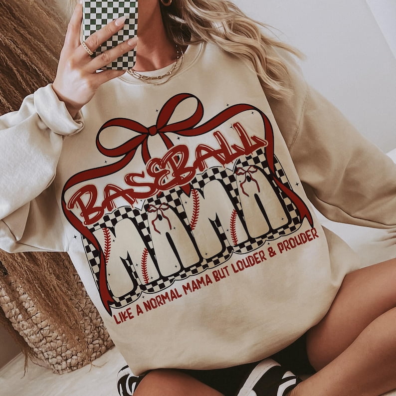 Baseball Mama Sweatshirt, Coquette Bow Pullover, Cheer Baseball Mom ...