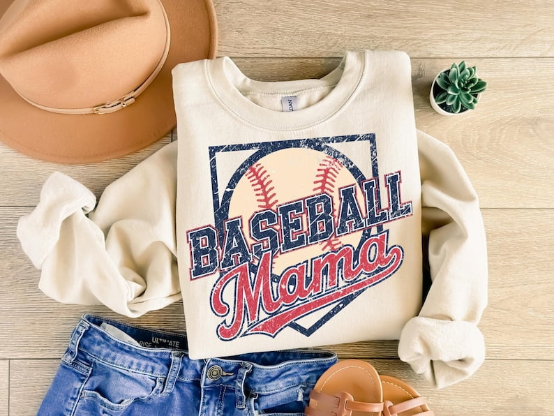 Baseball Mama Sweatshirt, Retro Baseball Mom Game Day Sweatshirt ...