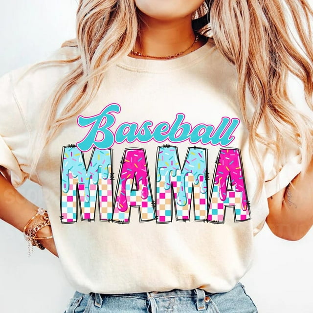 Baseball Mama T-Shirt, Baseball Ice Cream Drip Shirt, Brushstroke ...