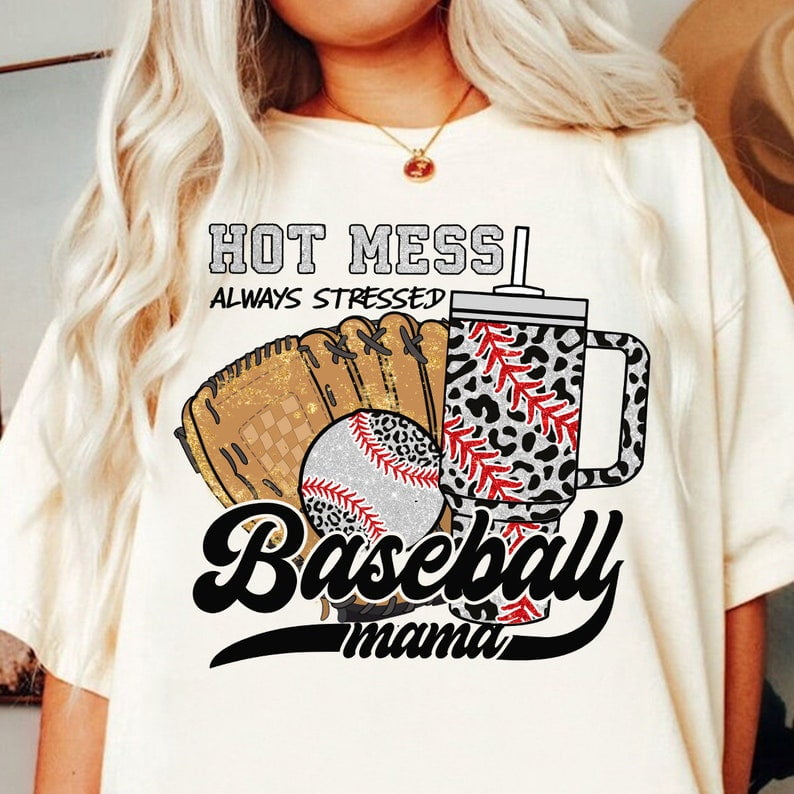 Baseball Mama T-Shirt, Boujee Baseball Glitter Tee, Retro Sports Mom Shirt, Baseball Game Day ...