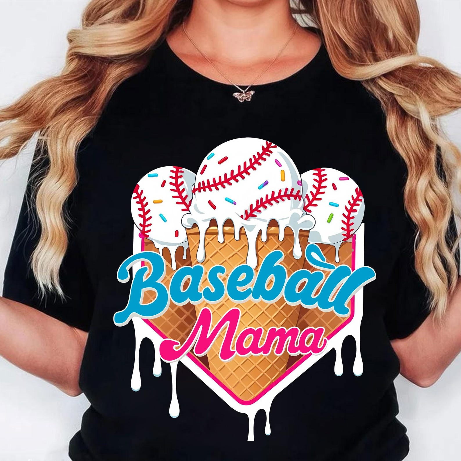 Baseball Mama T-Shirt, Ice Cream Baseball Shirt, Game Day Ballpark Mom ...