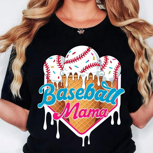 Baseball Mama T-Shirt, Ice Cream Baseball Shirt, Game Day Ballpark Mom ...