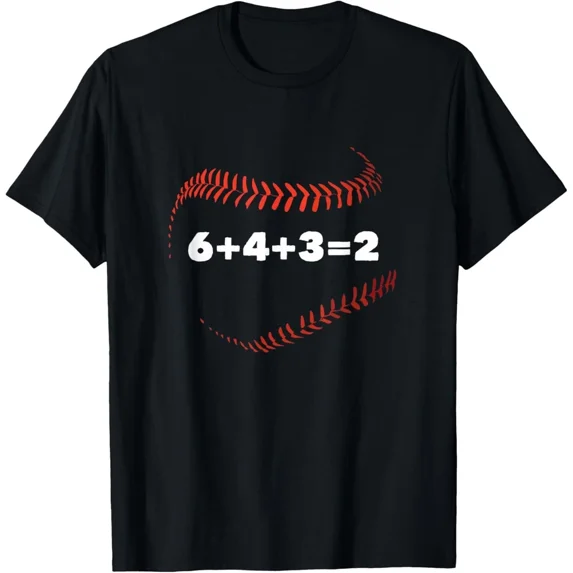 Baseball Math 6 Plus 4 Plus 3 Equals 2 Double Play Sports Fan Unisex T ...