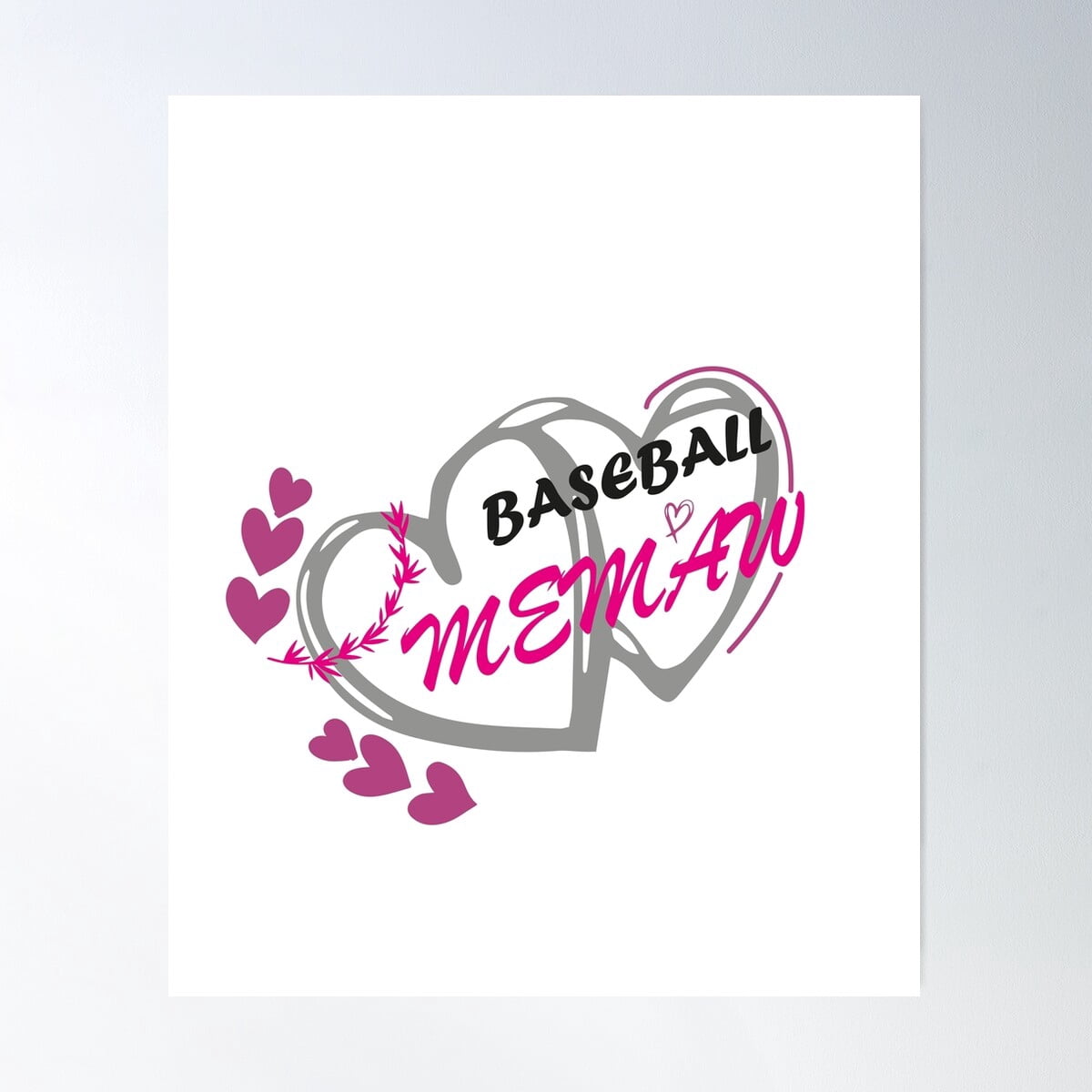 Baseball Memaw - Baseball Heart Poster Classique Poster Wall Art ...