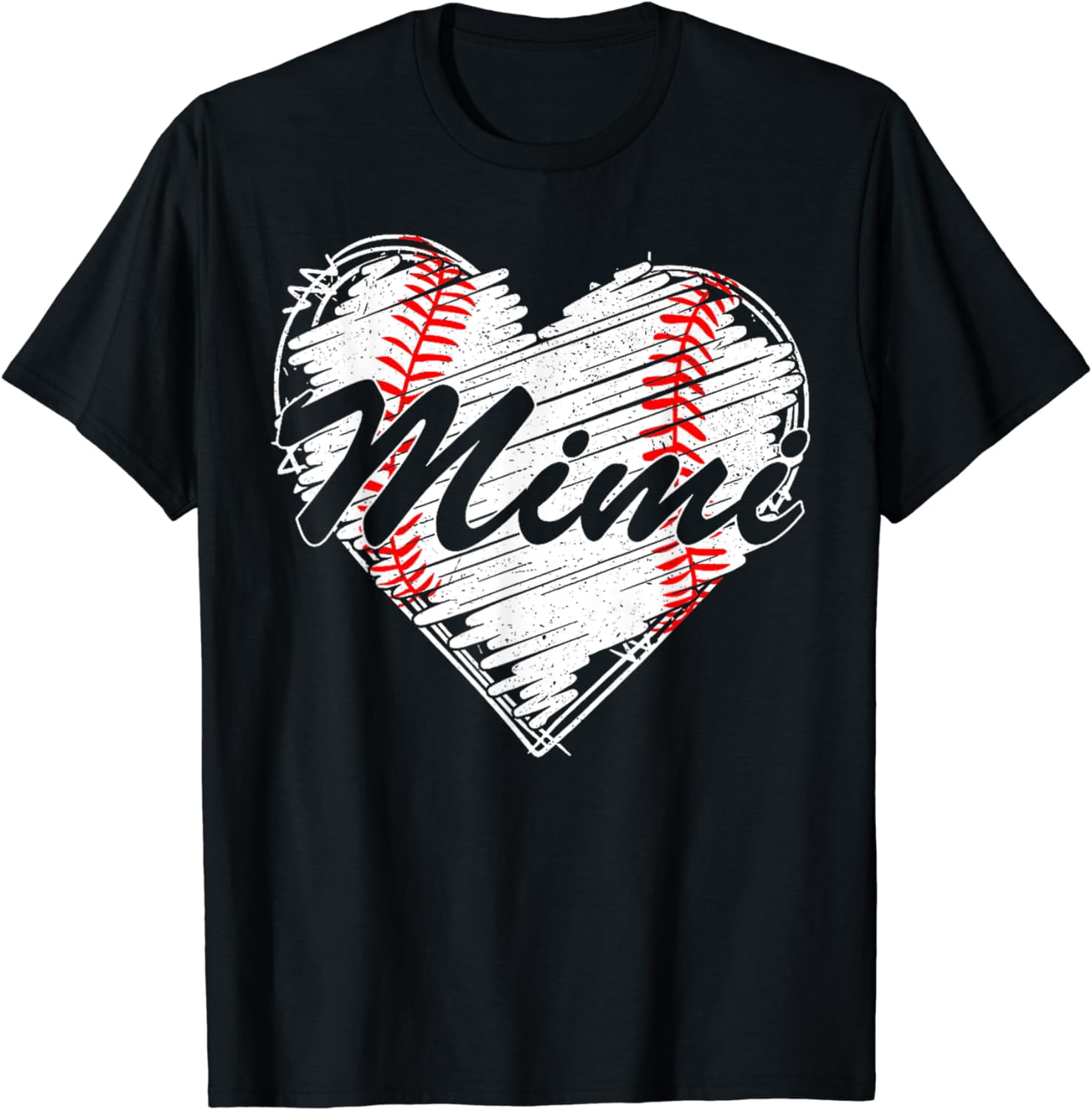 Baseball Mimi Retro Heart Baseball Grandma Mother's Day T-Shirt ...