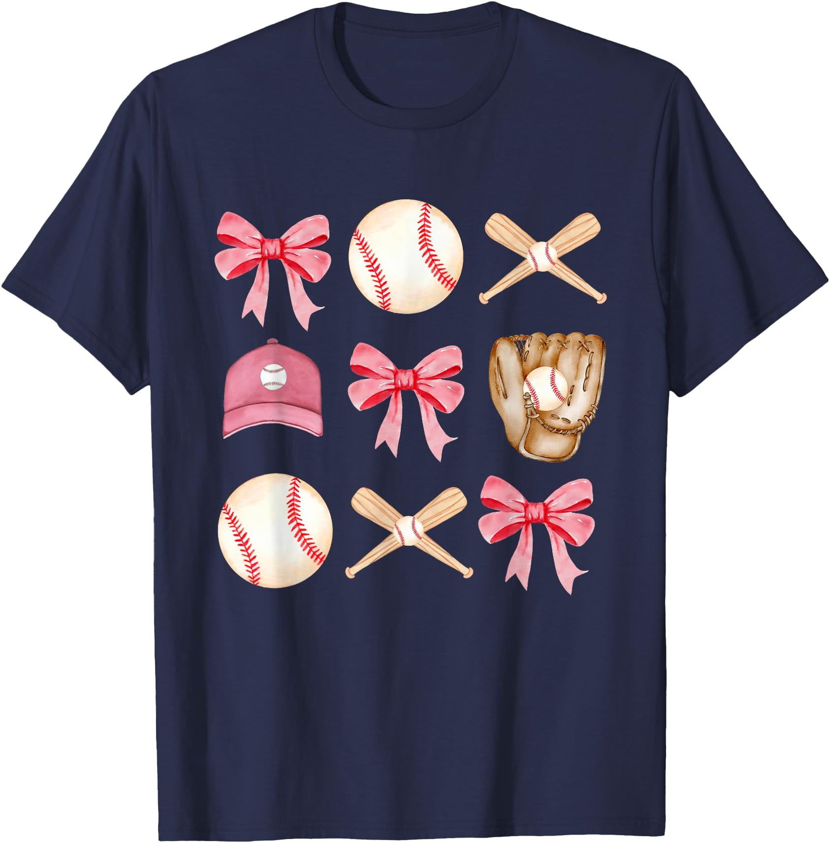 Baseball Mom Coquette Mothers Day Women Girls Baseball Mama Softstyle Unisex T-Shirt,Navy Color ...
