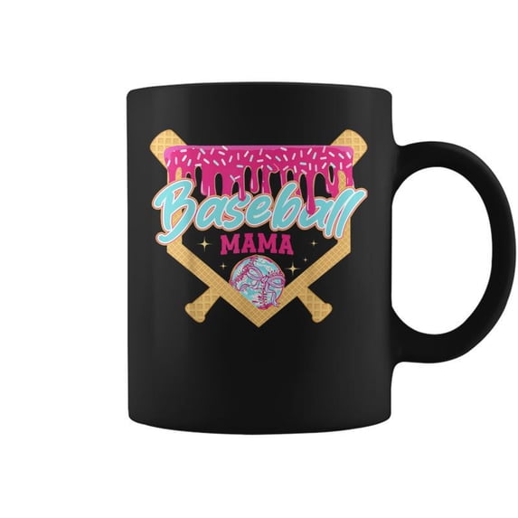 Baseball Mom Drip Ice Cream Baseball Mama Mothers Day Coffee Mugs ...