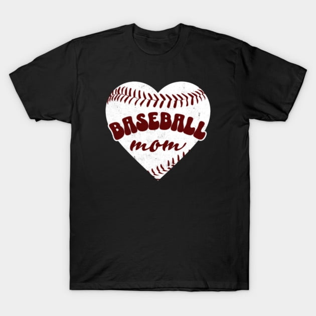 Baseball Mom Heart Simple Elegant Love Symbol Sports Support Art Unisex ...