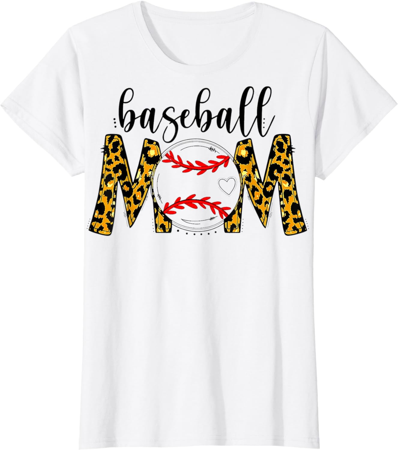 Baseball Mom Leopard Funny Softball Mom Mother's Day 2024 T-Shirt ...