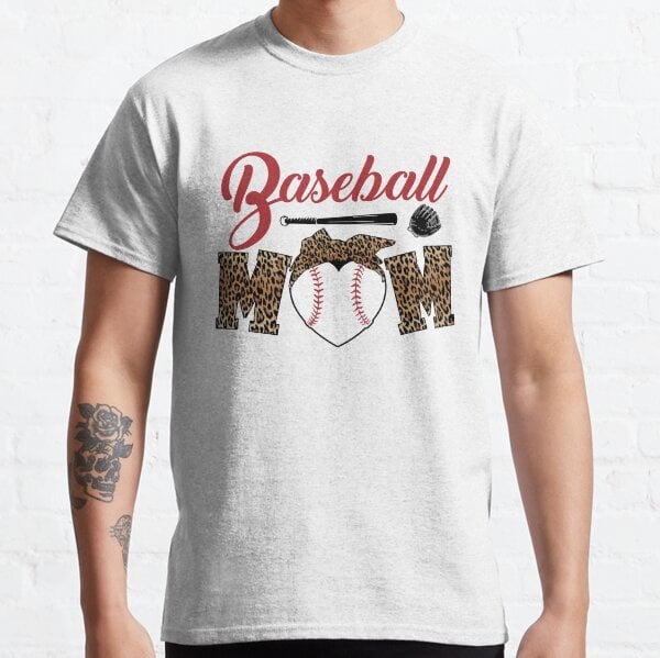 Baseball Mom Leopard Funny Softball Mom Mother's Day Classic T-Shirt ...