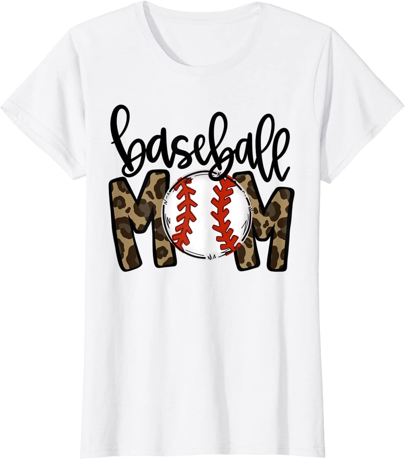 Baseball Mom Leopard Game Day Vibes T-ball Mom Mother's Day T-Shirt ...
