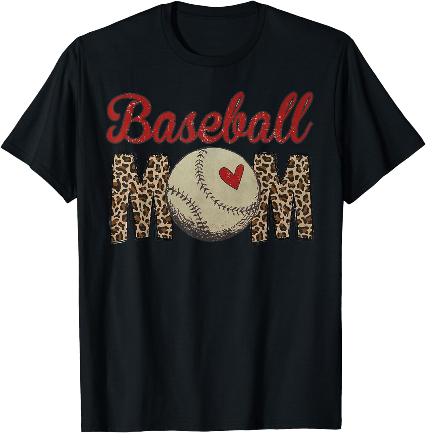 Baseball Mom Leopard Vintage Baseball Mama Mother's Day T-Shirt ...