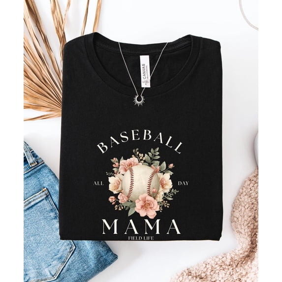 Baseball Mom Mama Floral Graphic Sports Apparel T-Shirt - Walmart.com