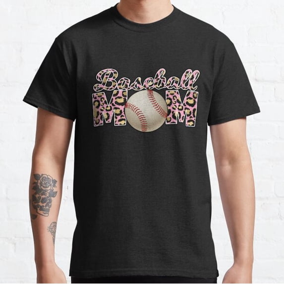 Baseball Mom Pink Leopard Print T Shirt Design Classic T-shirt ...