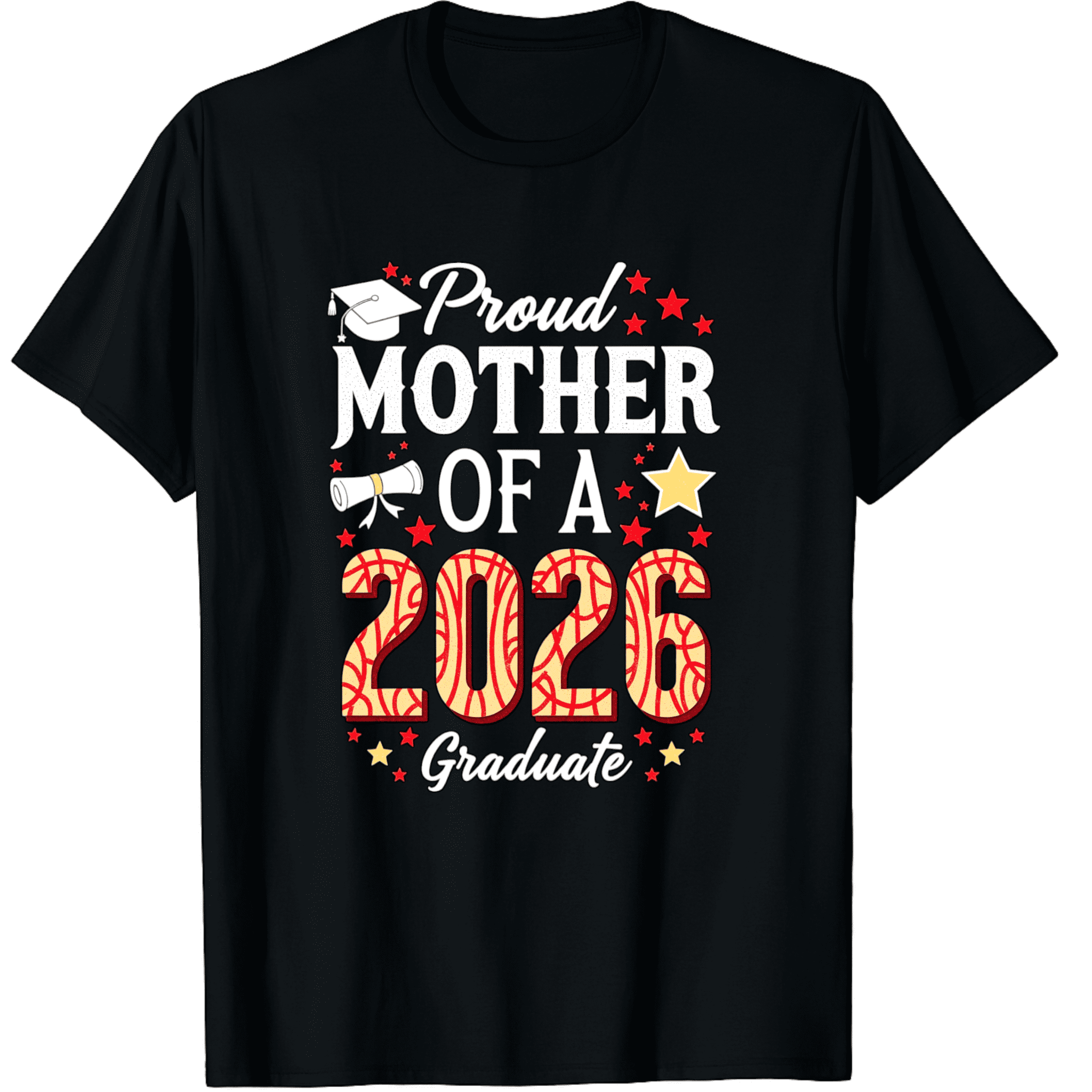 Baseball Mom Proud Mother Of 2026 Graduate Grad Cap Diploma Graphic ...