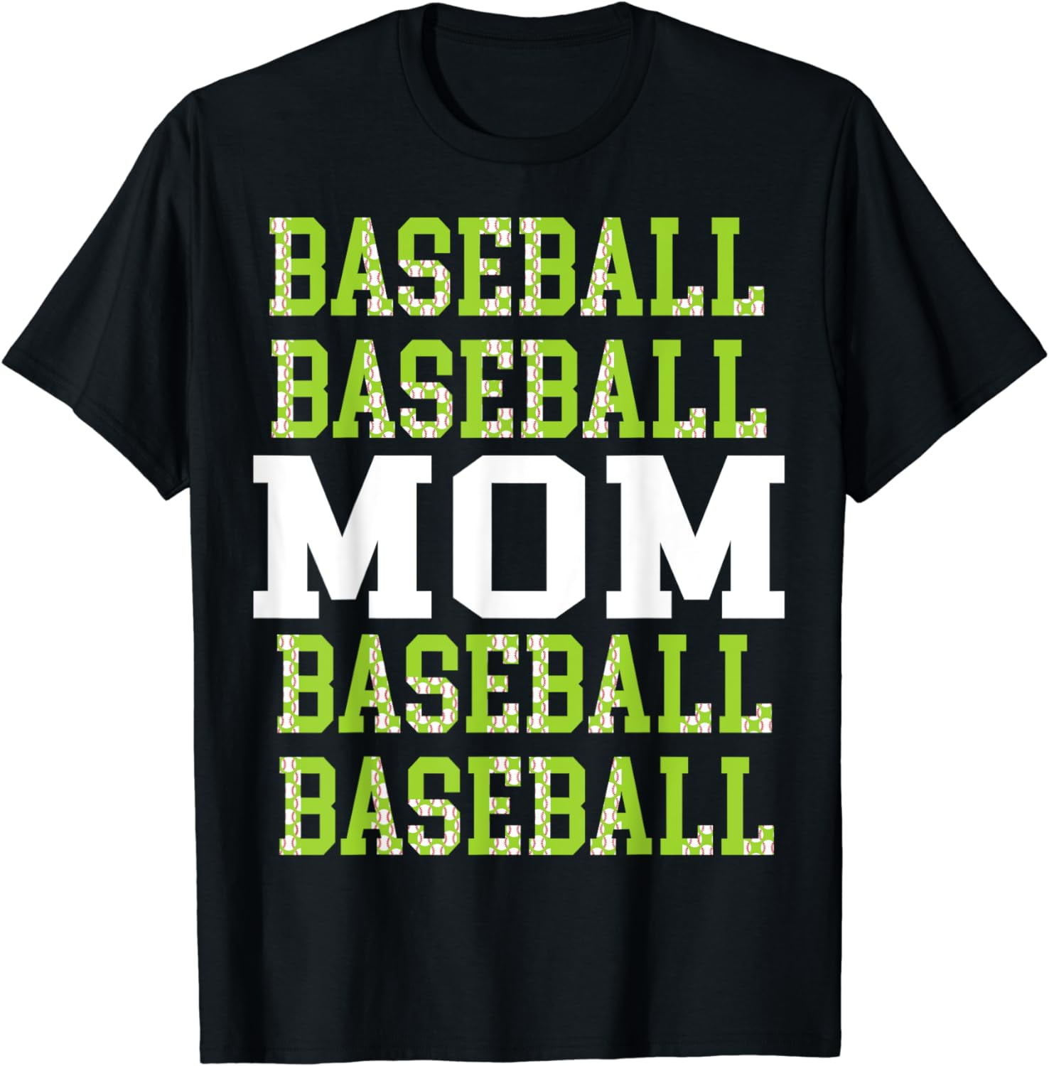 Baseball Mom Repeating Lime Green White Sports Mom T-Shirt - Walmart.com