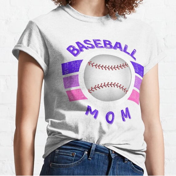 Baseball Mom/ Sports Mom/ Mom Life Purple Classic T-shirt - Walmart.com