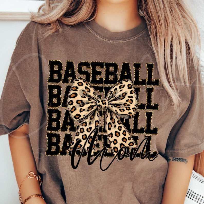 Baseball Mom Sublimation T-Shirt, Leopard Baseball Mama Design, Game ...