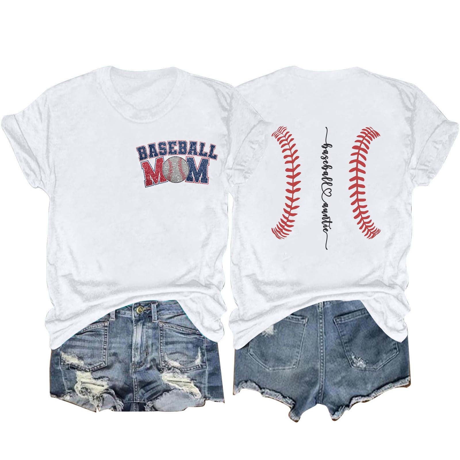 Baseball Mom T-Shirts for Women Game Day Shirt Tops Baseball Graphic ...