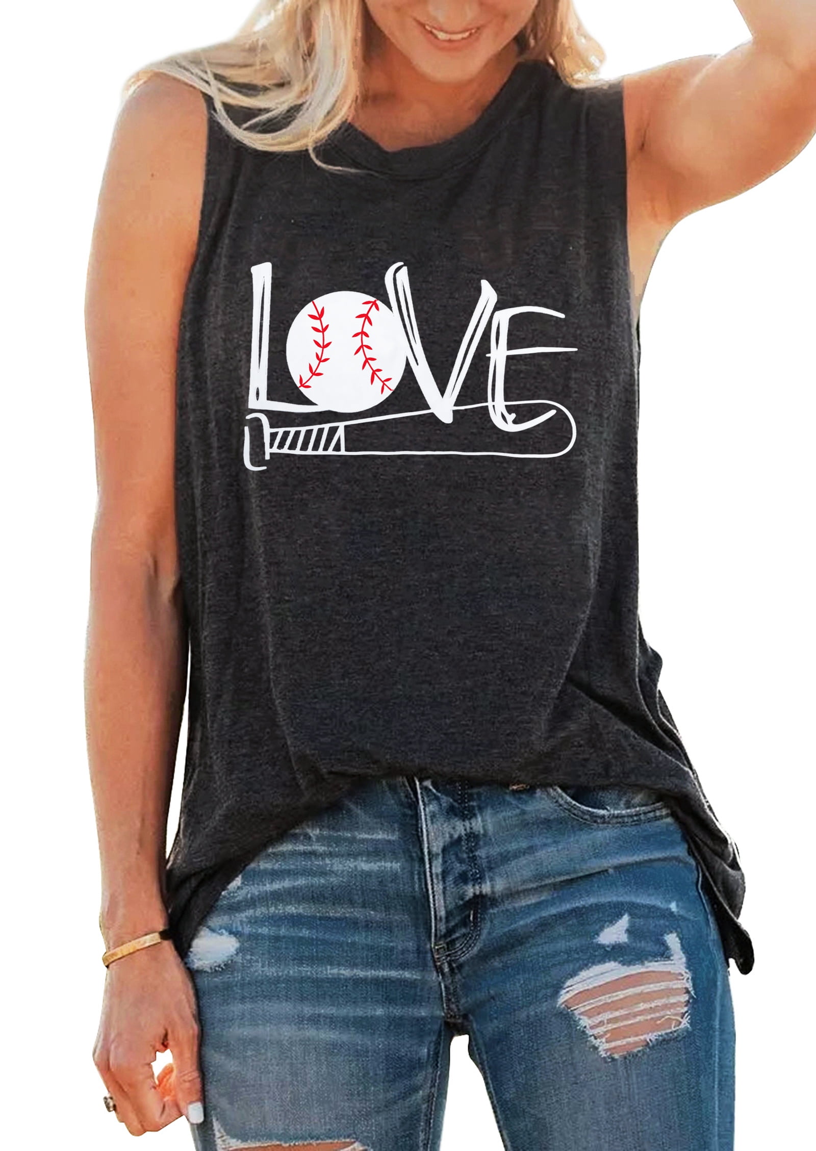 Baseball Mom Tank Tops Baseball Love Graphic Tee Shirts Women Summer ...