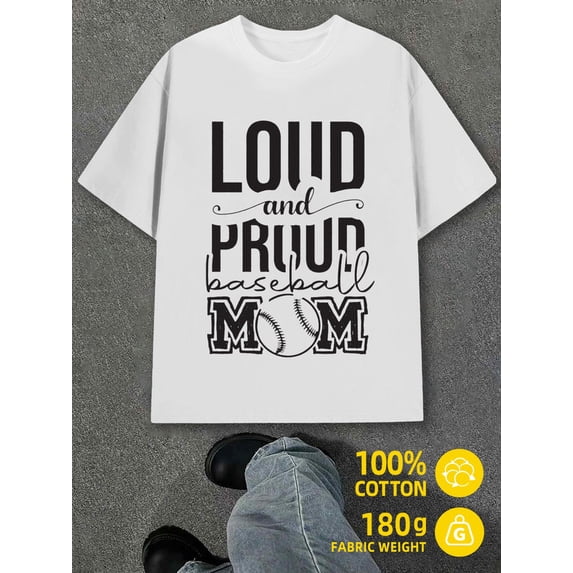 Baseball Mom Tee mens white 180G 100% Cotton Everyday wear,suitable for ...