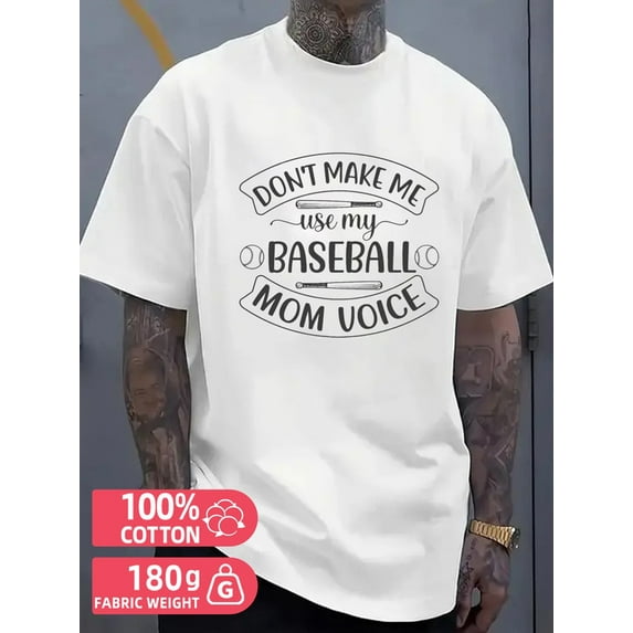 Baseball Mom Voice mens white 180G 100% Cotton Unique designs, summer ...