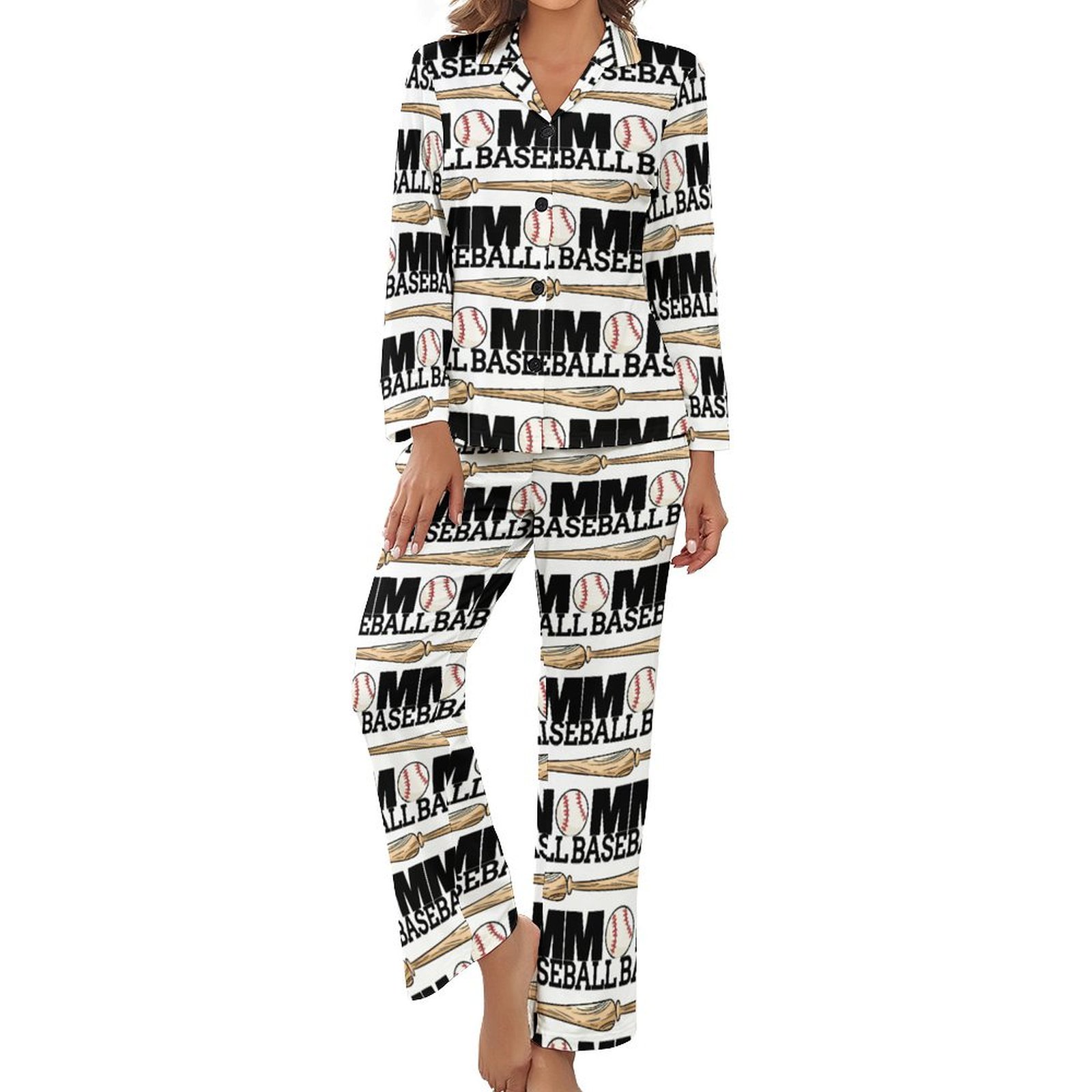 Baseball MomWomens Pyjamas Set Long Sleeve 2 Piece Fall & Winter With ...